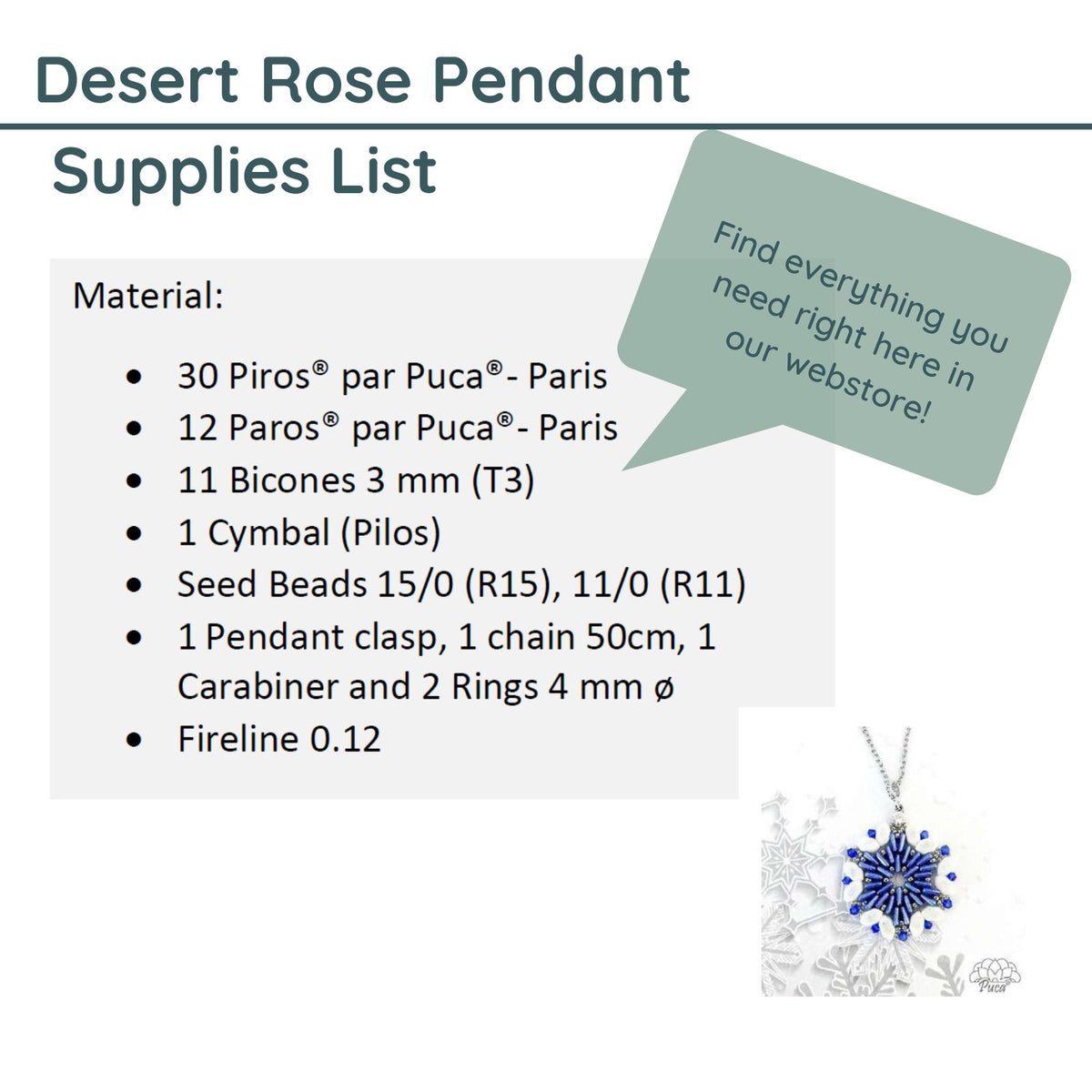 Desert Rose Pendant Pattern par Puca – The Argus Collection