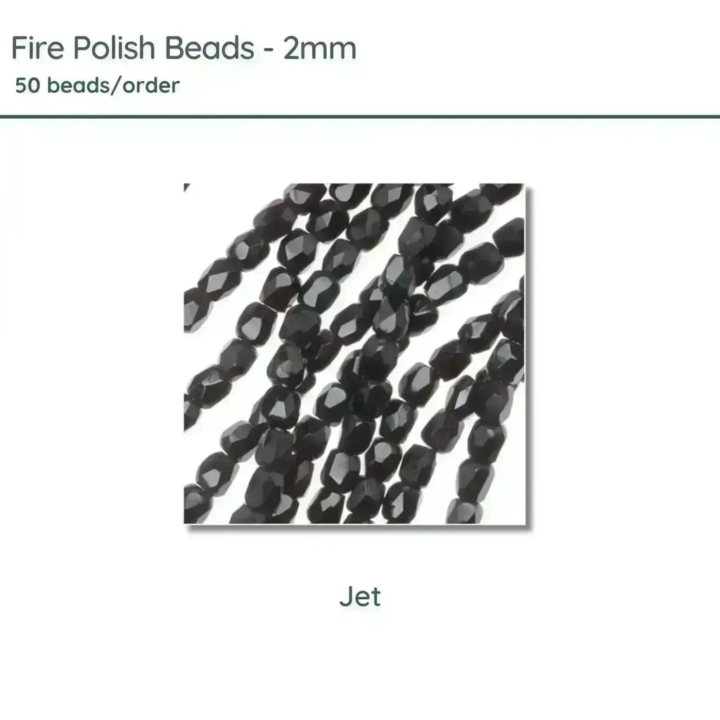 Fire Polish Beads, 2mm, Jet, 50 pieces – The Argus Collection
