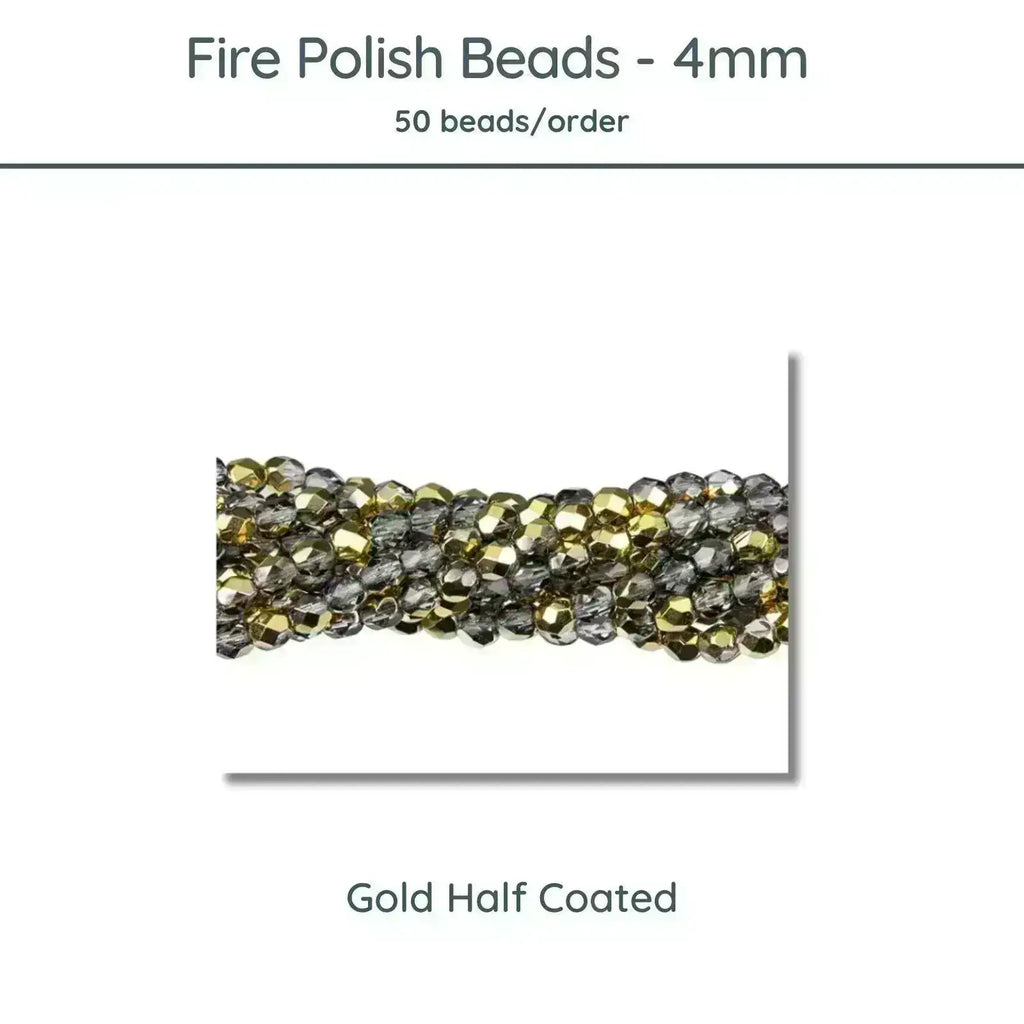 Fire Polish Beads, 4mm, Gold Half Coated, 50 pieces – The Argus Collection