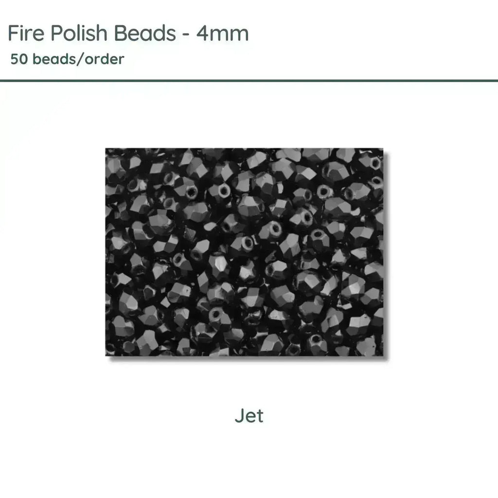Fire Polish Beads, 4mm, Jet, 50 pieces – The Argus Collection