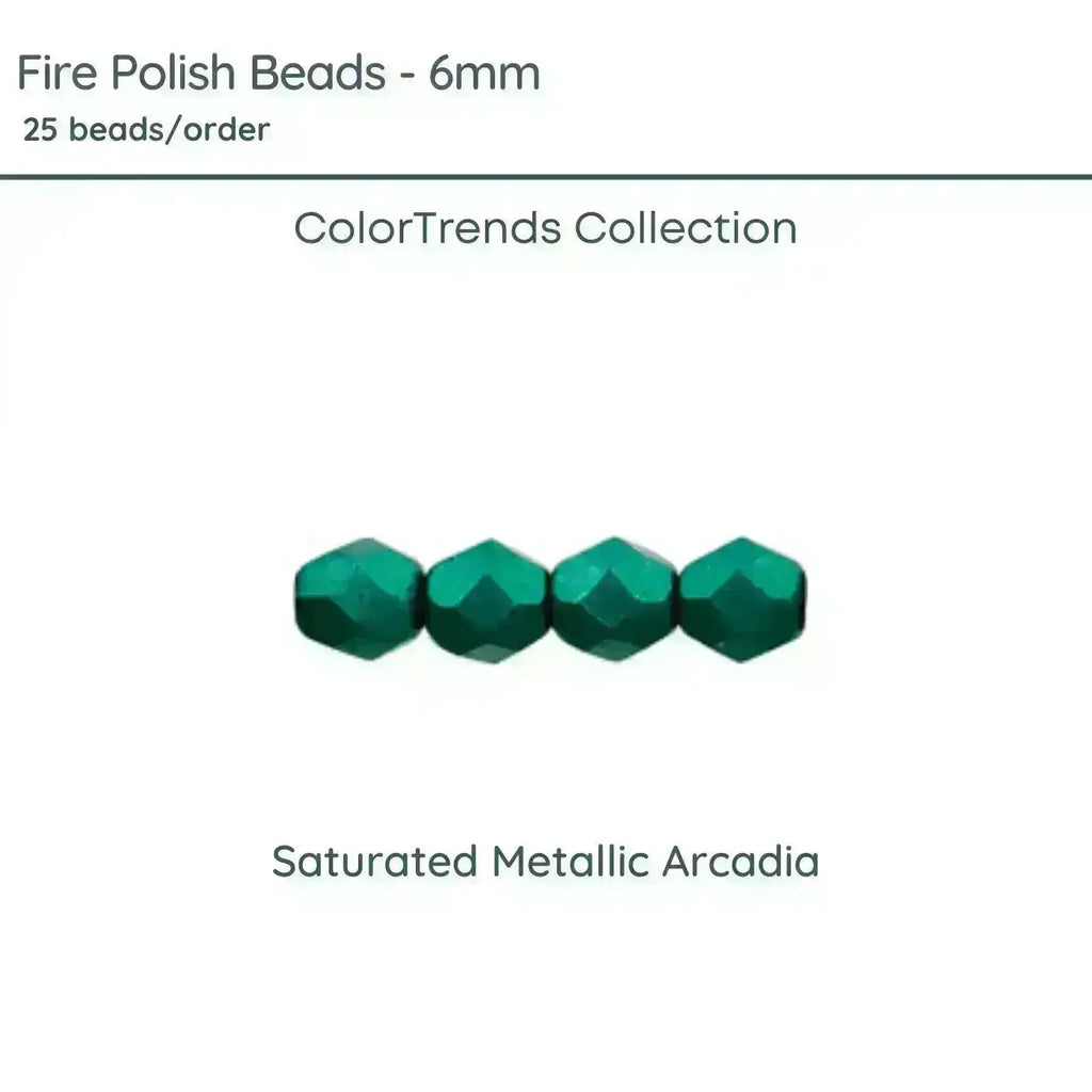 Fire Polish Beads, 6mm, Saturated Metallic Arcadia – The Argus Collection