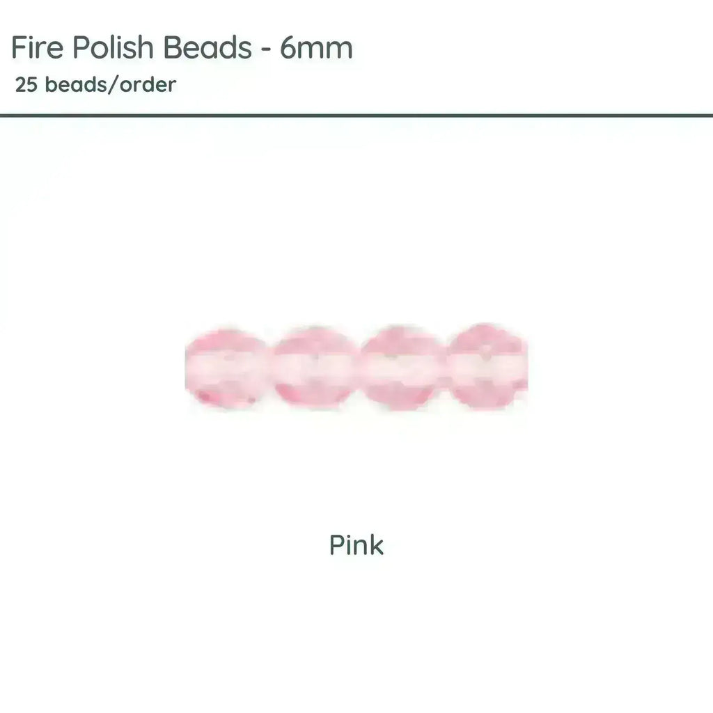 Fire Polish Beads, 6mm, Pink, 25 pieces – The Argus Collection