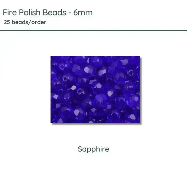 Fire Polish Beads, 6mm, Sapphire, 25 pieces – The Argus Collection