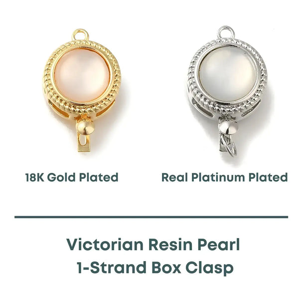 Victorian Resin Pearl 1-Strand Box Clasp, 18K Gold or Real Platinum Pl ...
